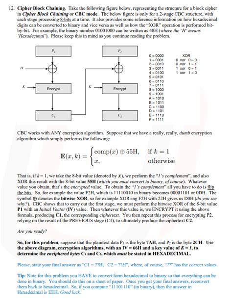 solved 12 cipher block chaining take the following figure