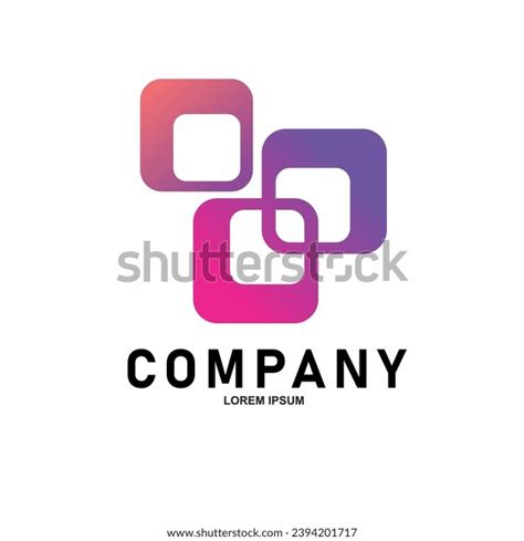 logo featuring three interconnected squares merged stock vector