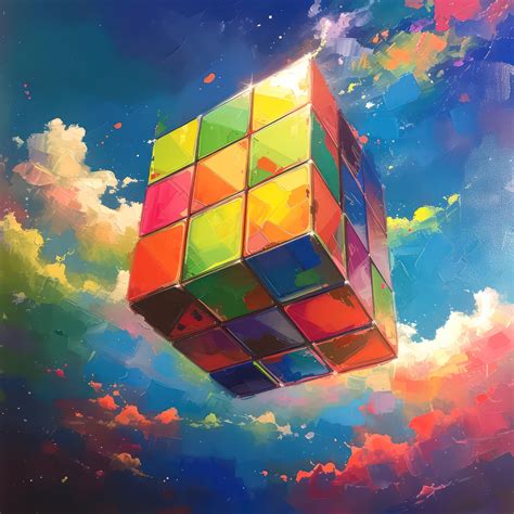 Rubik Cube Printable Rubik Cube Print Colorful Wall Art Download Futuristic Picture Abstract