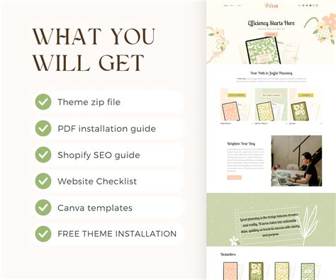 Feminine Shopify Theme For Selling Digital Downloads Pastel Pink Website Template For Planners