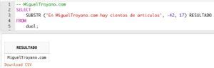 Función SUBSTR en Oracle MiguelTroyano