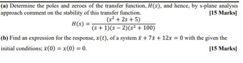 solved a determine the poles and zeroes of the transfer
