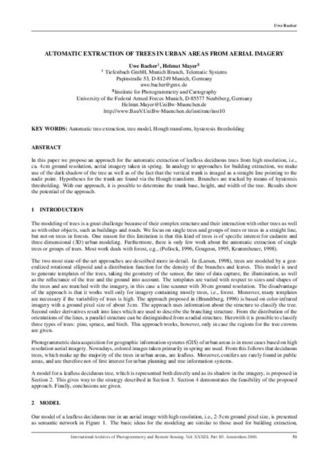 Pdf Automatic Extraction Of Trees In Urban Areas From Aerial Imagery