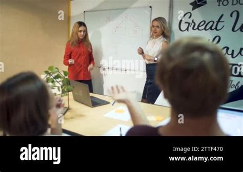 Businesspeople Meeting Brainstorming Team Two Girls Presenting