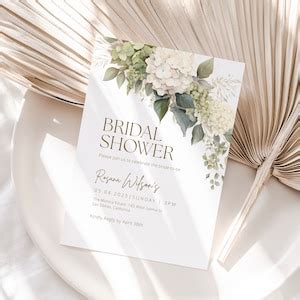 Hydrangea Bridal Shower Invitation Template Floral Bridal Shower Invite