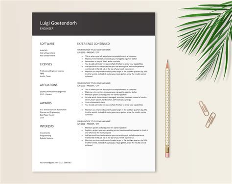 Engineer Resume Template Word Engineer Cv Template Filtergrade