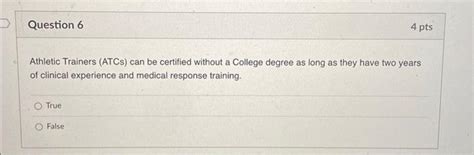 solved athletic trainers atcs can be certified without a