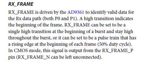 关于AD9361的RX FRAME的电平模式手册上没有提供时序图请问怎样工作在此模式 Q A 宽带收发器 EngineerZone