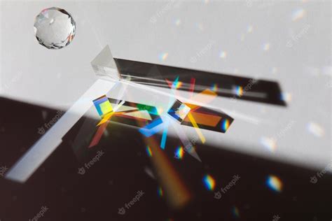 Premium Photo Glass Geometric Figures Prisms With Light Diffraction Of Spectrum Colors And