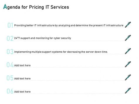 Tech Support Services Cost And Pricing Agenda For Pricing It Services Ppt Powerpoint