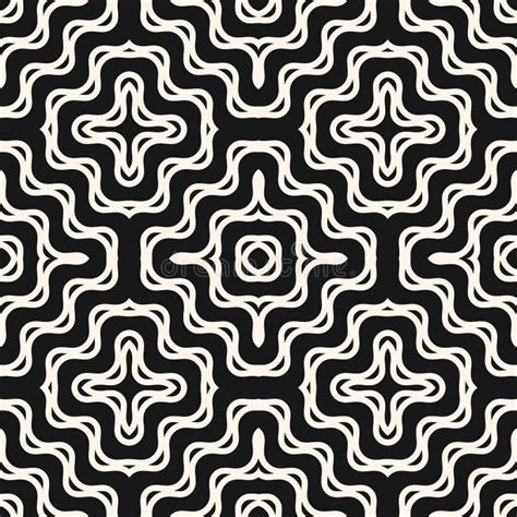 Vector Black And White Seamless Pattern With Concentric Waves Curved Lines Stock Vector