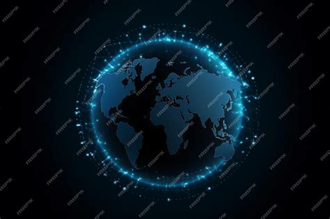 조명과 점이 있는 글로벌 기술 소셜 연결 네트워크가 있는 세계 지도 프리미엄 사진