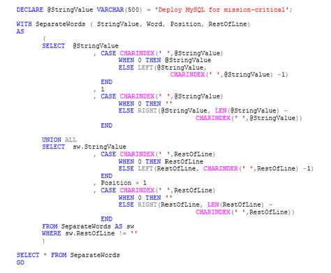Sql Server Extracting All The Words From A String In A Sql Query Ptr