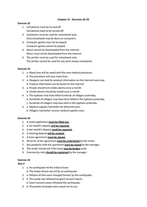 understanding and using english grammar chapter 11 exercises 22 32