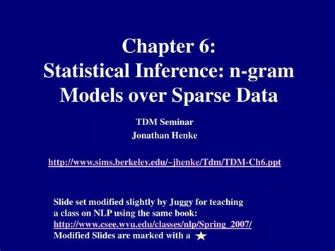 Ppt Chapter 6 Statistical Inference N Gram Models Over Sparse Data