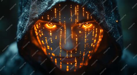 a blue digital hacker with glowing binary code ai in cybersecurity