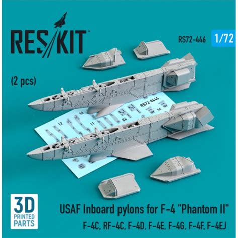 Reskit Rs72 0446 1 72 Usaf Inboard Pylons For F4 Phantom 2 Pcs F4c Rf4c F4d F4e F4g F4f F4ej 3d