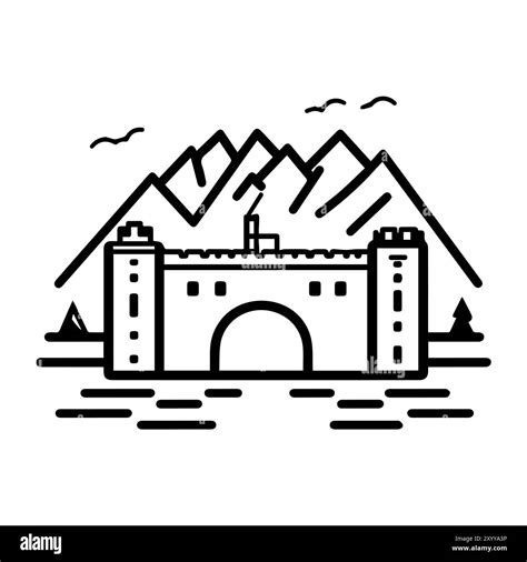 Military Base Icon Or Modern Line Symbol Vector Line Art And Icon Design With Bold Outline