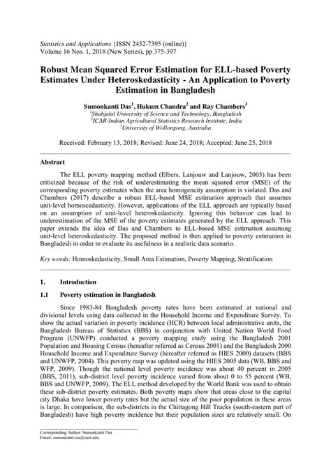 Pdf Robust Mean Squared Error Estimation For Ell Based Poverty