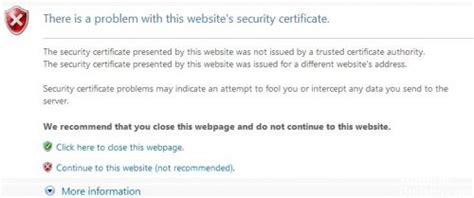 How To Resolve The There Is A Problem With This Websites Security Certificate Error Windows