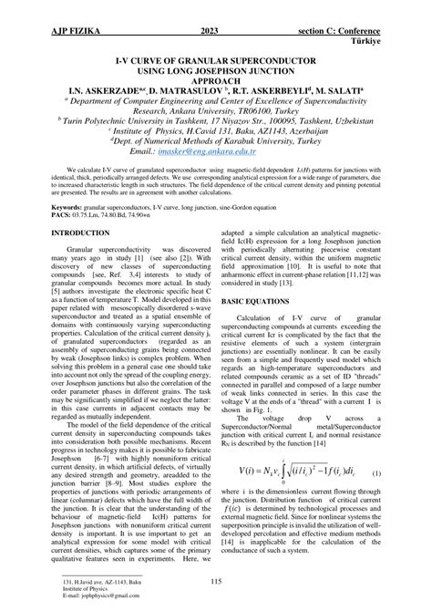 Pdf I V Curve Of Granular Superconductor Using Long Josephson Junction Approach