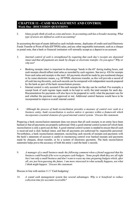 Week 1 Tutorial Qs In Class Solution And Chapter 10ash Management And