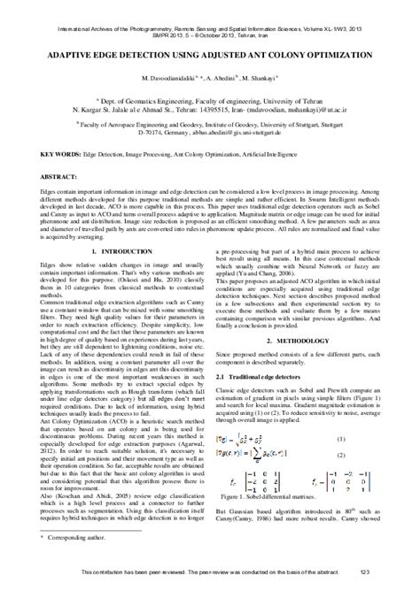 Pdf Adaptive Edge Detection Via Ant Colony Optimization