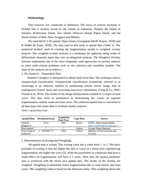 Methodology Of Forest Fragmentation Pdf Spatial Analysis Data