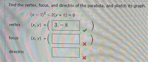 Solved Find The Vertex Focus And Directrix Of The Chegg