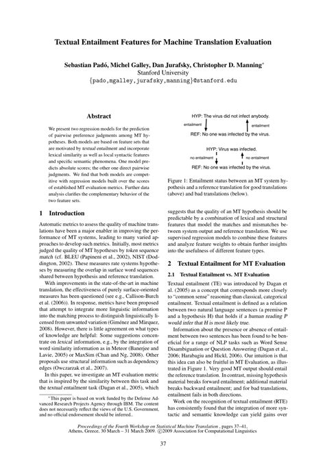 pdf textual entailment features for machine translation evaluation