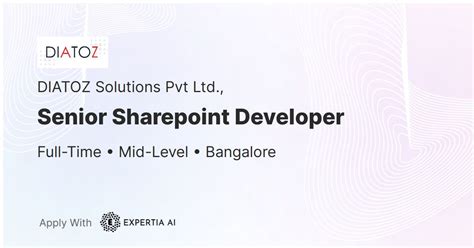 Senior Sharepoint Developer Job Bangalore Mid Level
