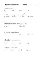 Algebra And Trigonometry Practice Questions Course Hero