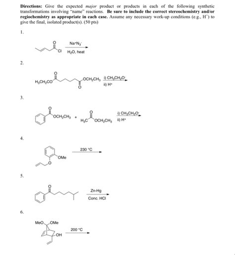 Solved Directions Give The Expected Major Product Or