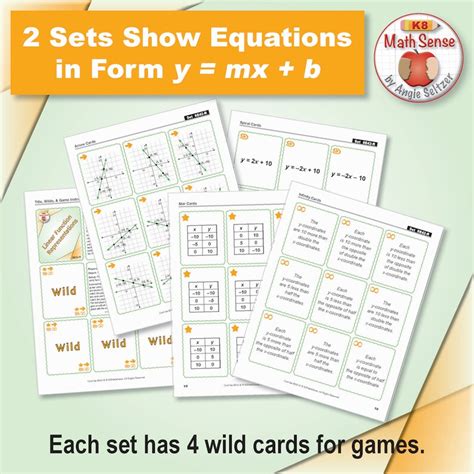 Algebra Games Matching Linear Functions Or Equations Graphs And Tables Sets Of Cards