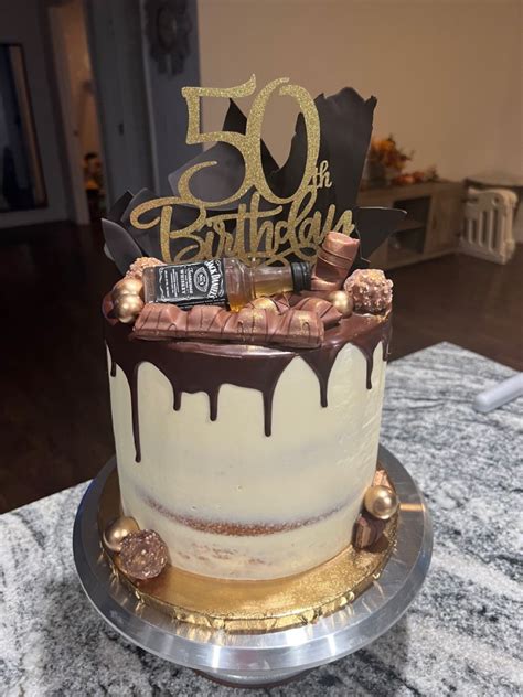 Cake For Men Chocolate Drip Chocolate Work 50th Birthday Mens 50th