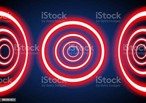 추상 붉은 색 네온 원형 기하학적 모양 패턴입니다 포스터와 표지 템플릿 배경 텍스처 유행 디자인 벡터 일러스트 레이 션 3차원 형태에 대한 스톡 벡터 아트 및 기타 이미지