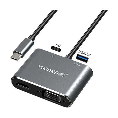 Yuanxin X Type C Male To Hdmi Vga Usb Pd Female Converter