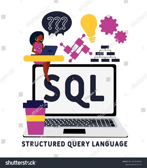 「人とのフラットなデザイン。sql Structured Query Languageの頭字語。ビジネスコンセプトの背景。ウェブサイトのバナー、マーケティング資料、ビジネス