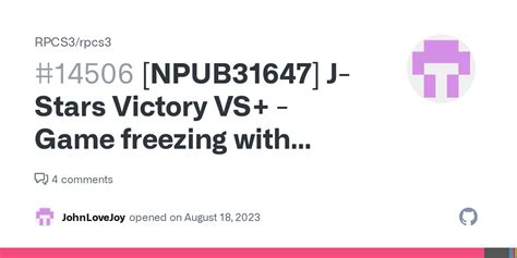 Npub31647 J Stars Victory Vs Game Freezing With Audio Output