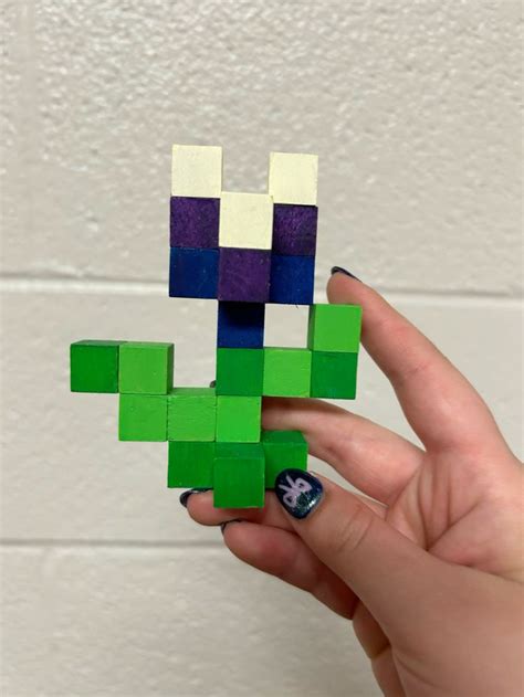 Blue Yellow And Purple Minecraft Tulip In 2025 Minecraft Diy Crafts