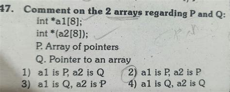 Solved Comment On The 2 ﻿arrays Regarding P ﻿and Q ﻿ Int