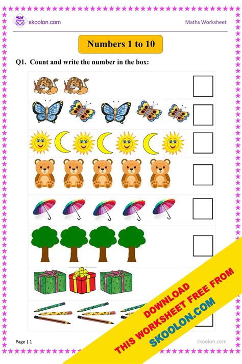 counting 1 to 10 worksheets
