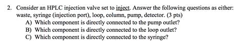 Solved 2 Consider An HPLC Injection Valve Set To Inject Chegg Com