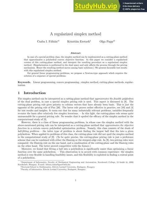 A Regularized Simplex Method Pdf