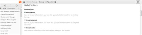 Different CPanel Backup Settings In A CPanel Server NixTree