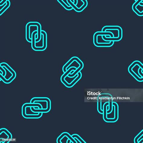 녹색 라인 체인 링크 아이콘 은 파란색 배경에 원활한 패턴을 격리 단일 링크 하이퍼링크 체인 기호입니다 벡터 개념에 대한 스톡 벡터 아트 및 기타 이미지 Istock