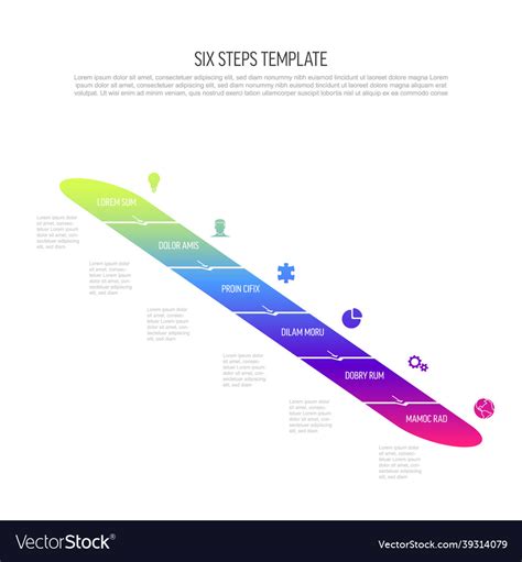 Diagonal Color Progress Six Steps Template Vector Image