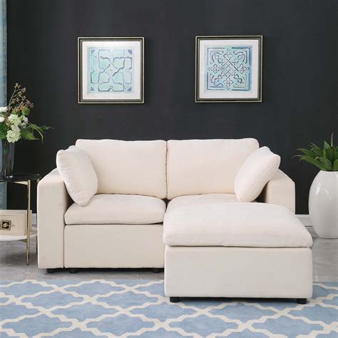 Latitude Run® Loveseat Sofa With Ottoman Modular Sectional Love Seat Couch Small L Shaped