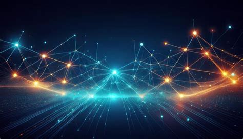 Abstract Technology Network With Glowing Nodes And Lines Premium Ai Generated Image