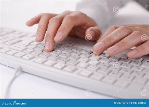 Male Hands Typing On A Computer Keyboard Stock Image Image Of Computer Data 33916975